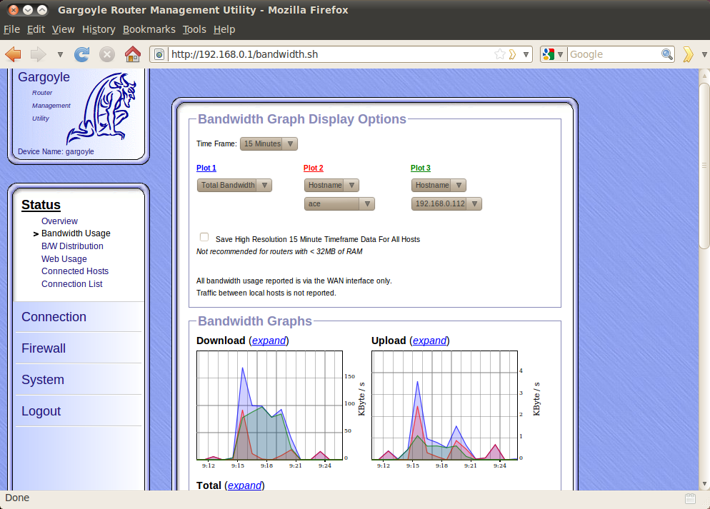 Gargoyle bandwidth graph [LWN.net]