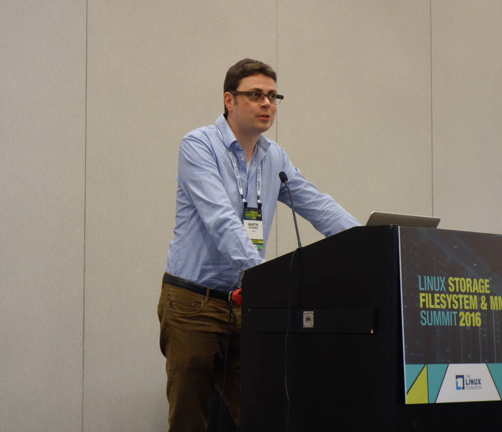 Martin Petersen at LSFMM 2016 [LWN.net]