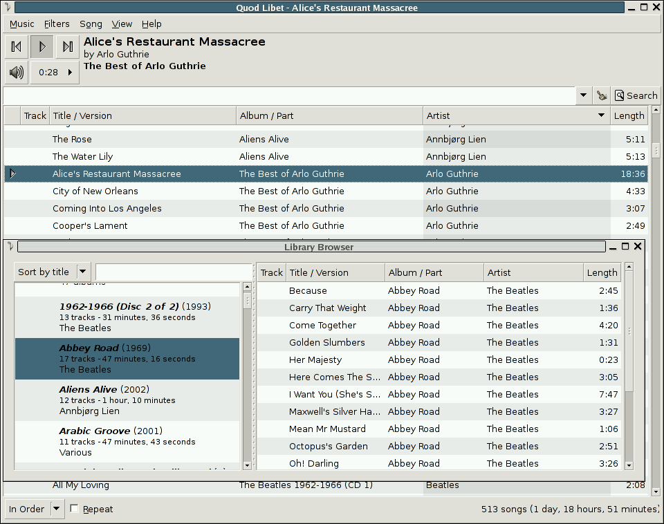 Quod Libet screenshot [LWN.net]